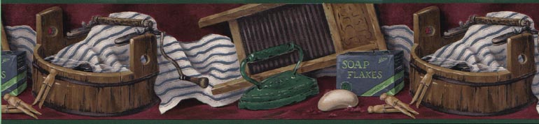 Laundry Wallpaper Border 10035202 – WallUSA.com - Discontinued ...