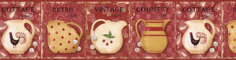 Retro Kitchen Wallpaper Border VIN7304B – WallUSA.com - Discontinued ...