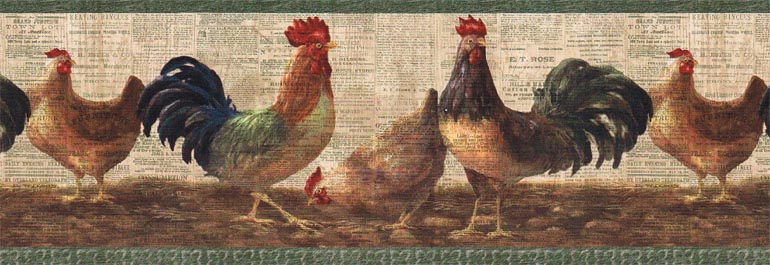 Layered Rooster Wallpaper Border VIN7324B – WallUSA.com - Discontinued ...